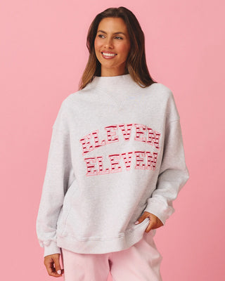 Vintage Mockneck in Light Ash Grey with Cherry and Taffy Stripe ...