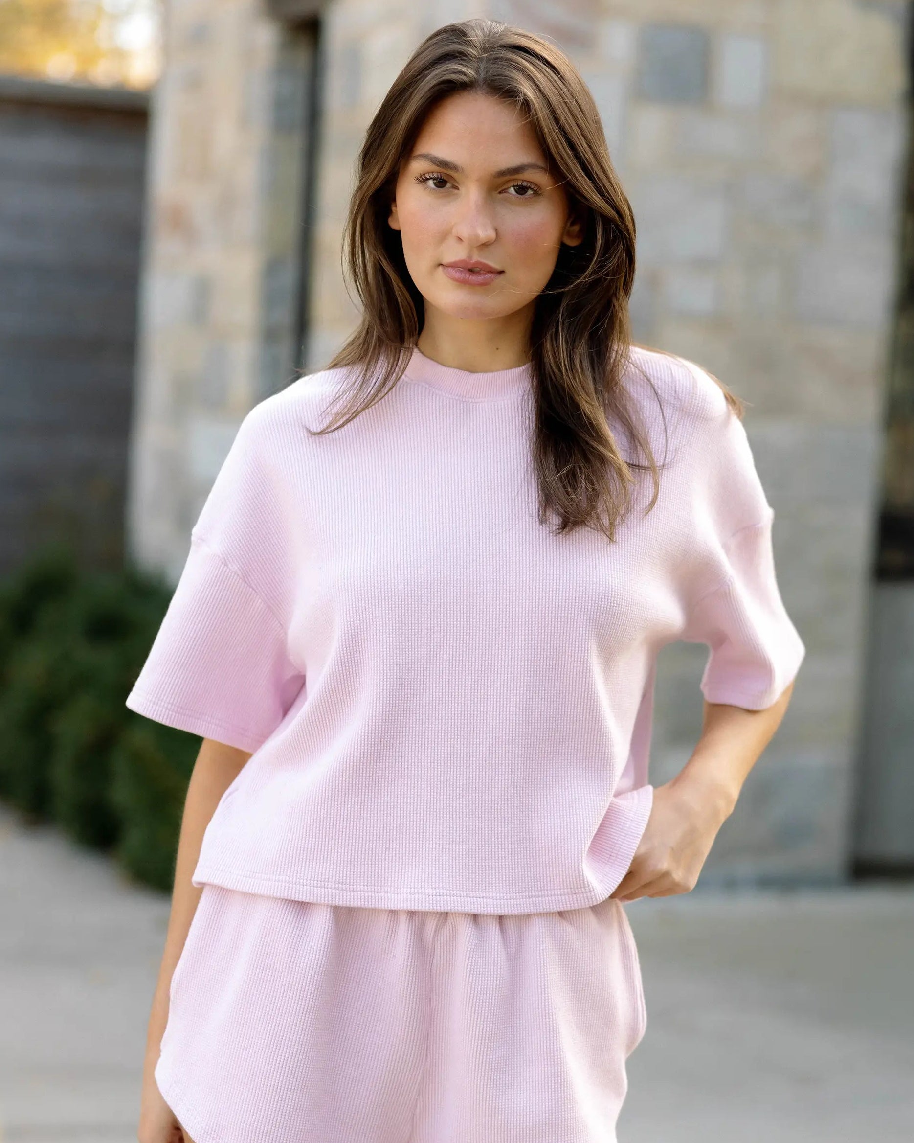 Short Sleeve Waffle Tee in Taffy – Eleven Eleven